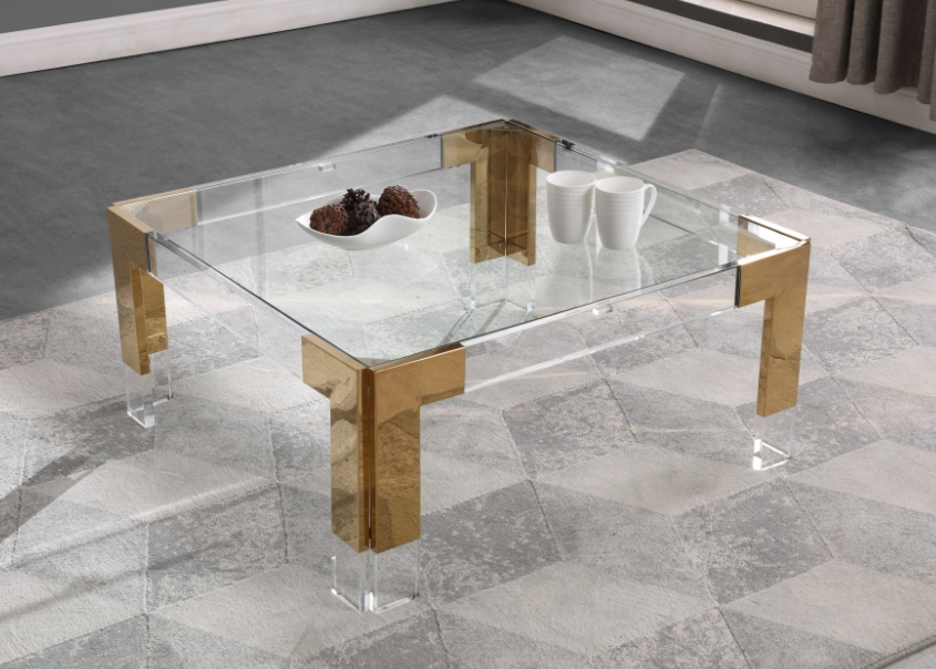 Casper Gold Square Coffee Table — CLEGLAM