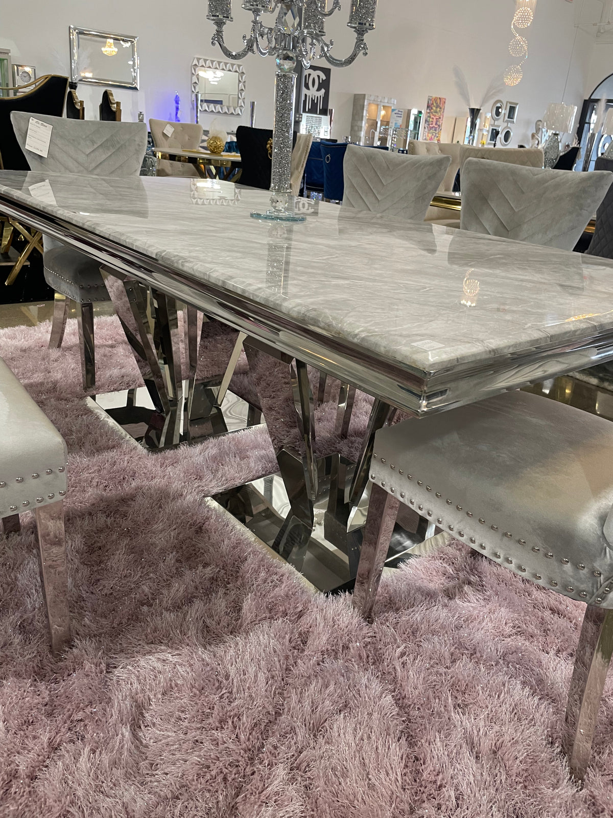 Light Grey Marble Dining Table — CLEGLAM